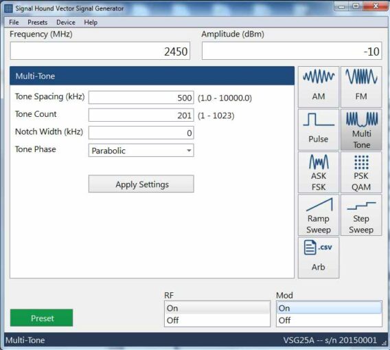 Signal Hound's Vector Signal Generator Software | Signal Hound
