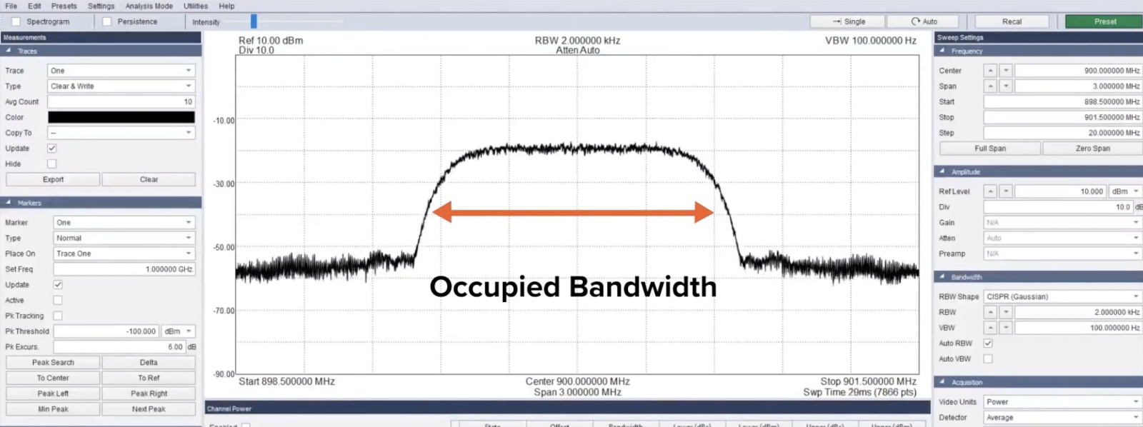 occupied-bandwidth_spike_screenshot | Signal Hound